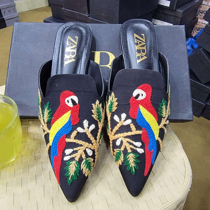Zara Embroidery Slides – Bags Bazaarr